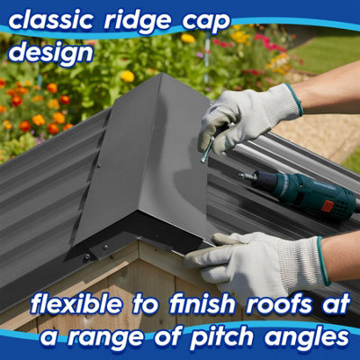 Harbour Housewares Metal Roofing Ridge Caps - 30 x 60cm - Green - Pack of 5