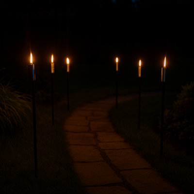 Harbour Housewares - Metal Round Garden Fire Torches - 146cm - Black ...