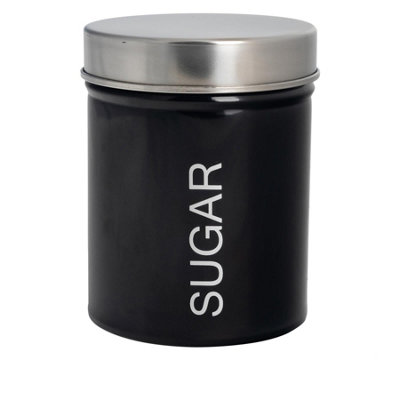 Harbour Housewares Metal Sugar Storage Canister - Black - 1x Round ...
