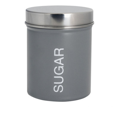 Harbour Housewares Metal Sugar Storage Canister - Grey - 1x Round Retro ...