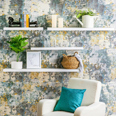 Harbour Housewares Modern Floating Wall Shelf - 100cm - White