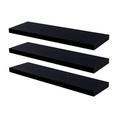 Harbour Housewares Modern Floating Wall Shelves - 100cm - Black - Pack of 6