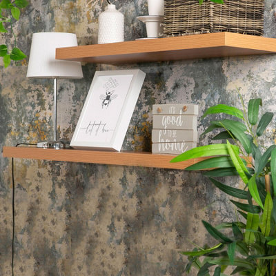 Harbour Housewares Modern Floating Wall Shelves - 100cm - Brown - Pack of 6
