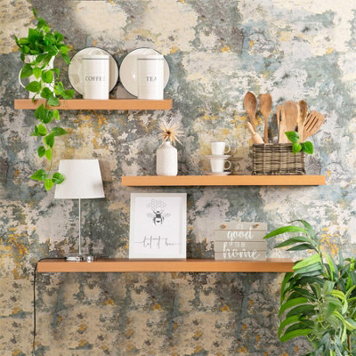 Harbour Housewares Modern Floating Wall Shelves - 100cm - Pack of 6