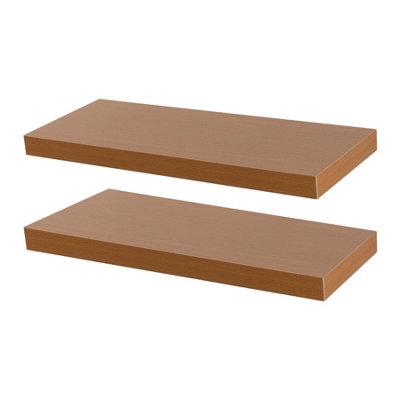 Harbour Housewares Modern Floating Wall Shelves - 60cm - Brown - Pack of 2