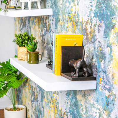 Harbour Housewares Modern Floating Wall Shelves - 80cm - White - Pack of 6