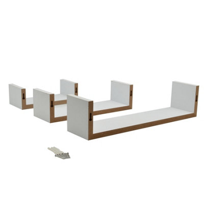 Harbour Housewares Modern U Shaped Floating Wall Shelves - 42cm - White ...