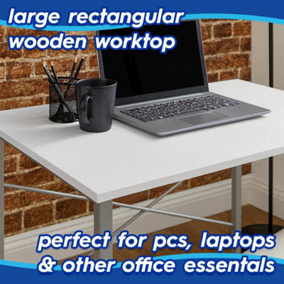 Harbour Housewares Office Desk - White - PC Computer Workstation Laptop ...
