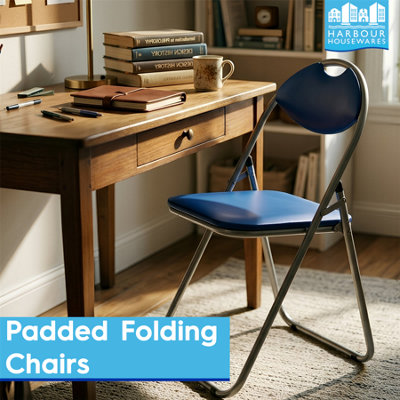 Harbour Housewares Padded Folding Chair - White/Silver