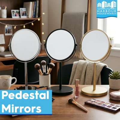 Harbour Housewares Pedestal Mirror - 18.5cm x 34.5cm - Chrome