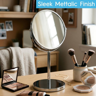 Harbour Housewares Pedestal Mirror - 18.5cm x 34.5cm - Chrome