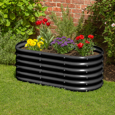 Harbour Housewares Raised Garden Bed - Anthracite Rounded Bottomless ...