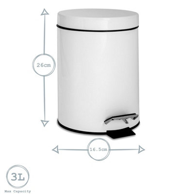 Harbour Housewares Round Bathroom Pedal Bins - 3 Litre - Matt Blue ...
