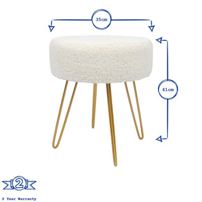 Harbour Housewares Round Boucle Footstools - H41 x D35cm - Cream/Silver ...