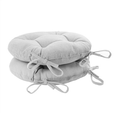 Harbour Housewares Round Garden Chair Seat Cushions - Grey - Pack of 2