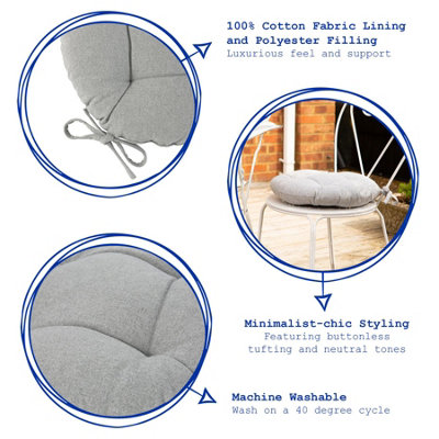 Harbour Housewares Round Garden Chair Seat Cushions - Grey - Pack of 2