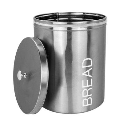 Harbour Housewares - Round Metal Kitchen Bread Bin - Silver