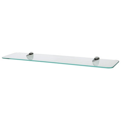 Harbour Housewares Rounded Floating Glass Shelf - 60cm - Silver ...