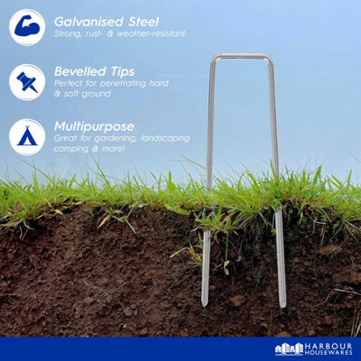 Harbour Housewares U-Shaped Weed Control Membrane Pegs - 6" (150mm ...