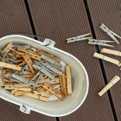 Harbour Housewares Vintage Metal Clothes Peg Bucket - Cream