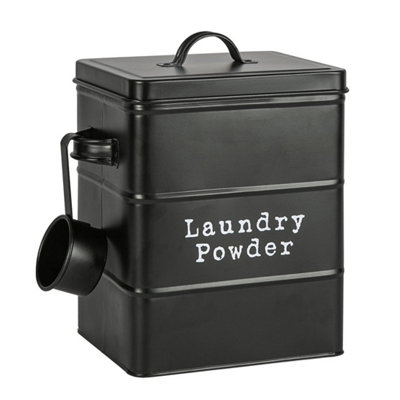 Harbour Housewares Vintage Metal Laundry Powder Canister - Black