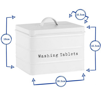 Buy Harbour Housewares Vintage Metal Washing Tablets Canister - White ...