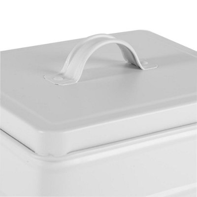 Harbour Housewares Vintage Metal Washing Tablets Canister - White