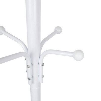 Harbour Housewares White Free-Standing Coat Stand - Lightweight Steel Frame