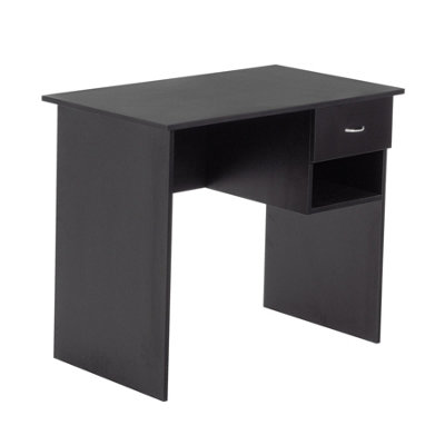 Harbour Housewares Wooden Office Desk with Drawer - Black | DIY at B&Q