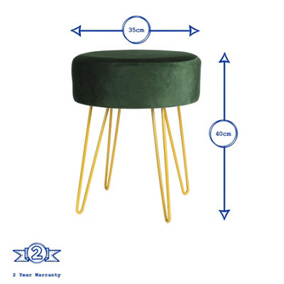 Harbour Housewares Yellow Velvet Footstool - Round Ottoman H40 x D35cm ...