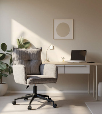 Harbour Office Chair in Grey with Corduroy fabric