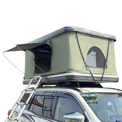 Hard Shell Roof Tent for Cars with Retractable Ladder Black and Green 2 ...