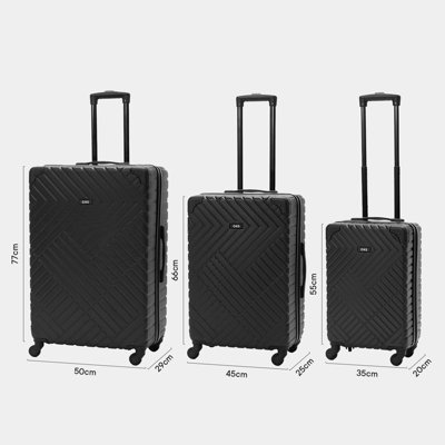 Hard Suitcase Luggage Set Shell Travel ABS 4 Wheels, Black - 3 Piece Set