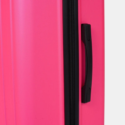 Hard Suitcase Luggage Set Shell Travel ABS 4 Wheels, Fuschia Pink - 3 ...