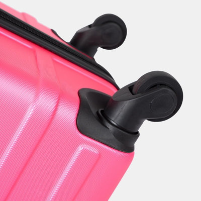 Hard Suitcase Luggage Set Shell Travel ABS 4 Wheels, Fuschia Pink - 3 ...