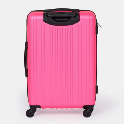 Hard Suitcase Luggage Set Shell Travel ABS 4 Wheels, Fuschia Pink - 3 ...