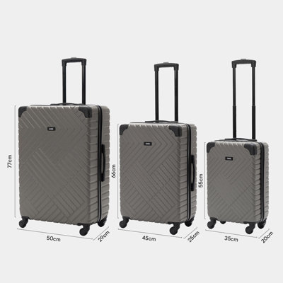 Hard Suitcase Luggage Set Shell Travel ABS 4 Wheels, Grey - 3 Piece Set