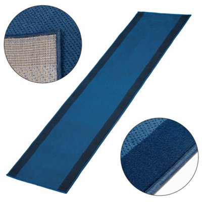 Hard Wearing Hessian Backed Stair Runner Kitchen Mat - Texas Navy ...