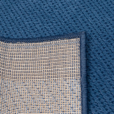 Hard Wearing Hessian Backed Stair Runner Kitchen Mat - Texas Navy ...