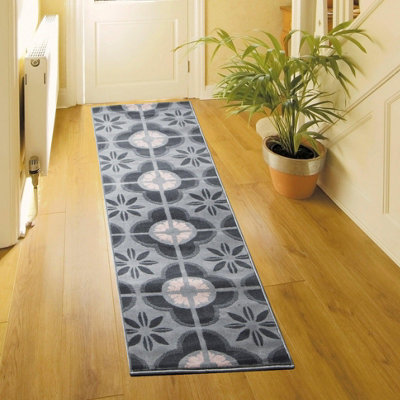 Hard Wearing Hessian Backed Stair Runner Kitchen Mat - Texas Pink ...