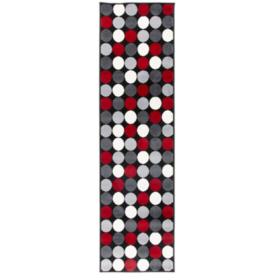 Hard Wearing Hessian Backed Stair Runner Kitchen Mat - Texas Red & Grey ...
