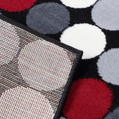 Hard Wearing Hessian Backed Stair Runner Kitchen Mat - Texas Red & Grey ...