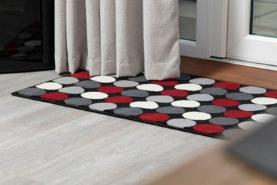 Hard Wearing Hessian Backed Stair Runner Kitchen Mat - Texas Red & Grey ...