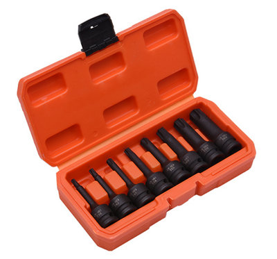 HARDEN 537038,, 1/2" impact torx bits sockets set 8 pcs sizes T30-T80mm ...