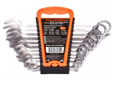 HARDEN 542062 combination spanners set 12 pcs INCH sizes 1/4"-15/16 ...