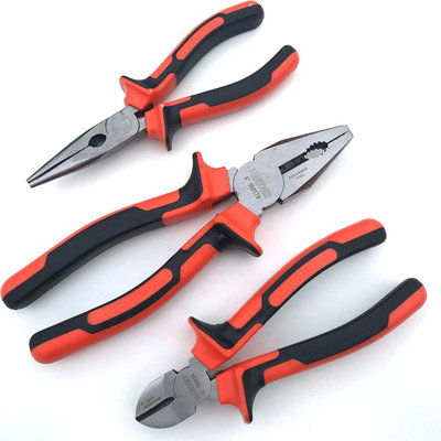HARDEN pliers set 3 pcs cable cutter, combi, long nose, soft grip (HAR ...