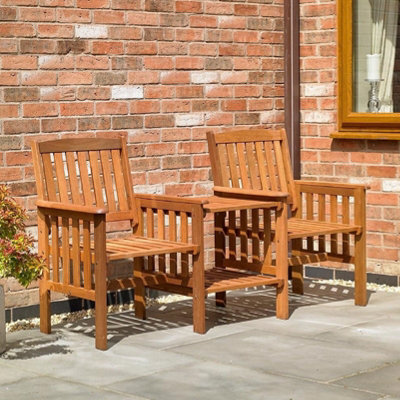 Hardwood 2 Seater Companion Set Garden Love Seat, 2 Chairs and Middle ...