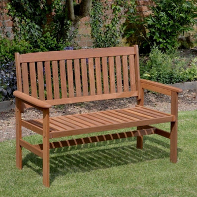 Hardwood 2 Seater Wooden Garden Park Bench 4ft Outdoor Patio Furniture