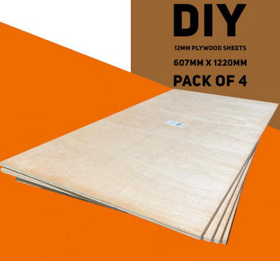 Hardwood ply sheets 4ft x 2ft 12mm (4 Sheets In A Pack) inc delivery