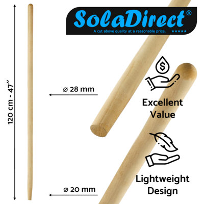 Hardwood Rake Handle Replacement 120 cm / 47" Long Wooden Shaft for Hoe ...